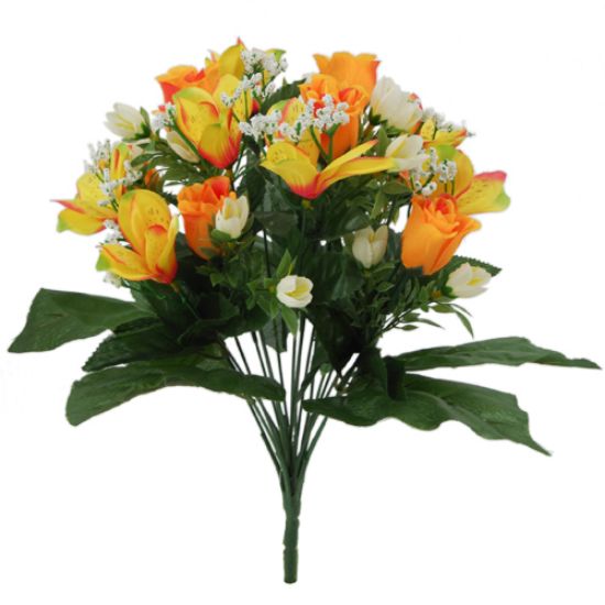 38cm Large Yellow Orange Rosebud and Alstro Bunch – Titleys Flowers ...