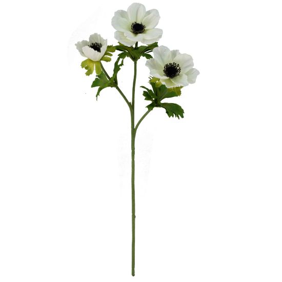 56cm Ivory Spray Anemone - Artificial Flower - Single Stem – Titleys ...