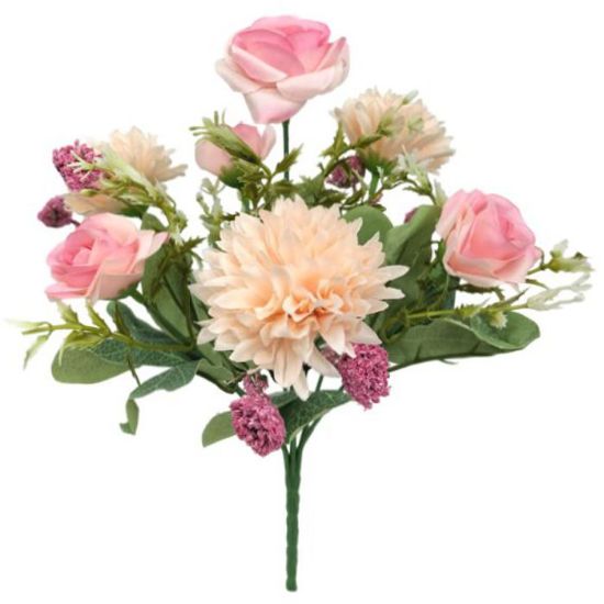 29cm Pink Spiky Mum and Rose Mixed Bunch – Titleys Flowers / Direct ...