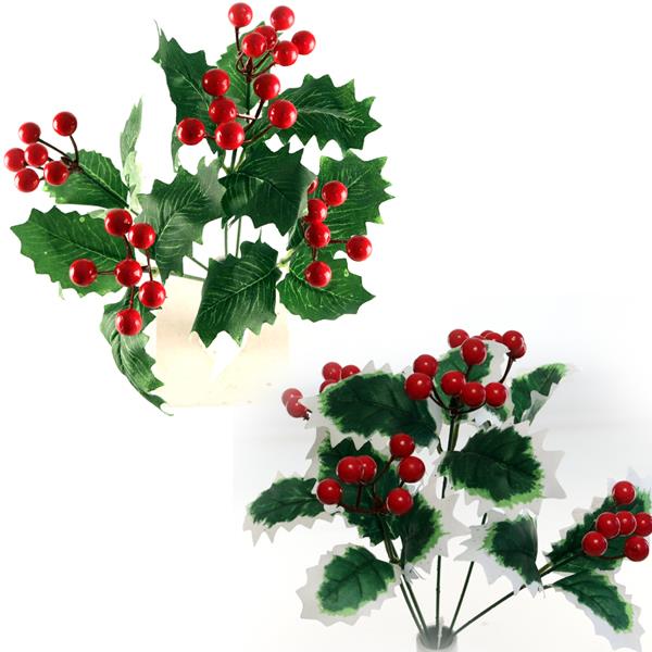 36 x 35cm Holly and Berry Bunch - Green Variegated Mix - FULL BOX ...