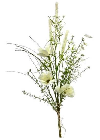 6 X 65cm Deluxe White Artificial Flower Bunches with Foliage - Full Bo ...