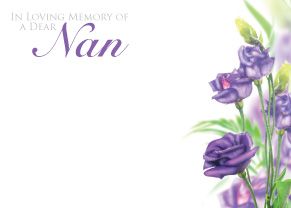 1 x Pack Large In Loving Memory of a Dear Nan Card - Funeral / Memoria ...